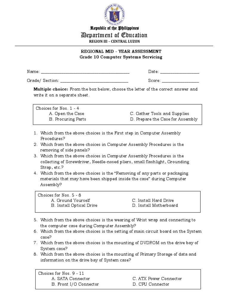 Grade 10 Mid-Year Assessment: Computer Systems | PDF | Microsoft ...