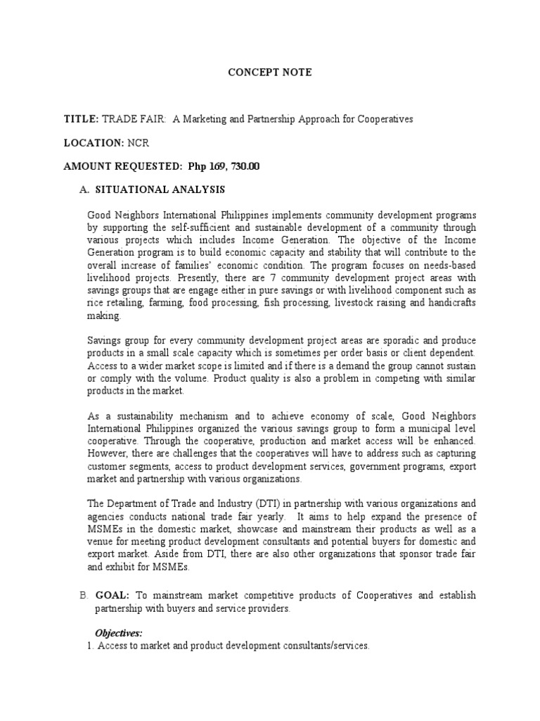 Trade Fair Concept for Cooperatives | PDF | Market (Economics ...