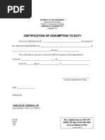 Assumption to Duty Certification | PDF
