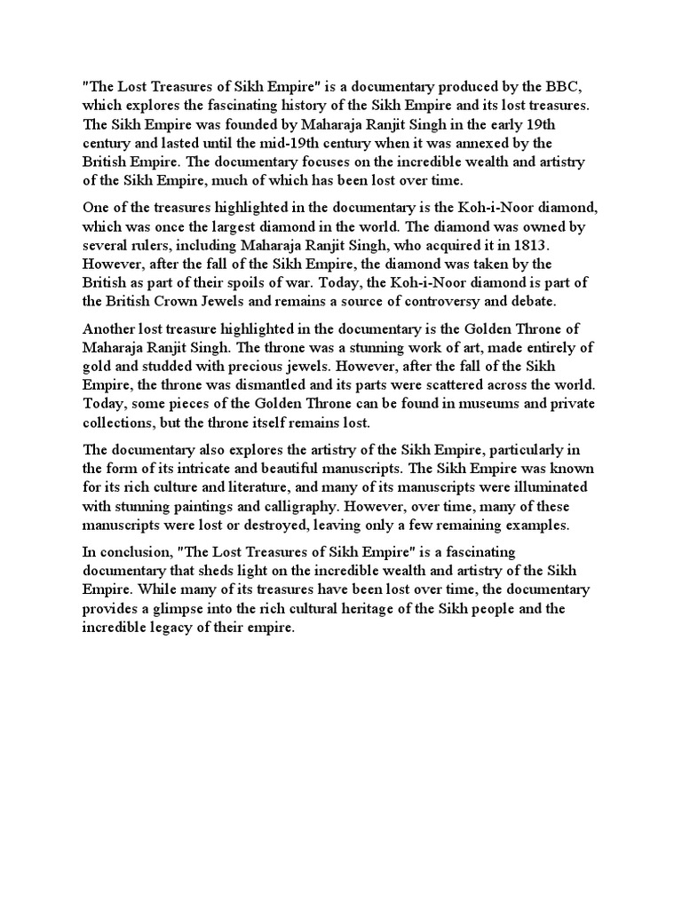 The Lost Treasures of Sikh Empire | PDF