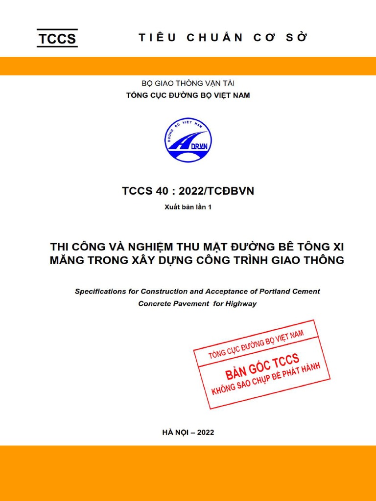 Tccs 40 - 2022-Mat Duong BTXM CTGT | PDF