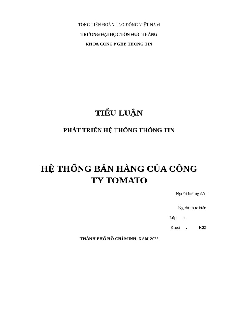 (123doc) - Tieu-Luan-Quan-Ly-Hoat-Dong-Ban-Hang-Cua-Cong-Ty-Tomato-Full | PDF