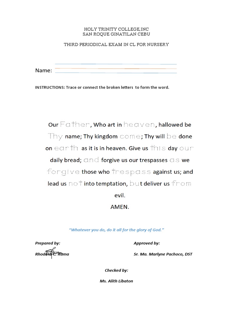 Nursery CL Exam Instructions | PDF