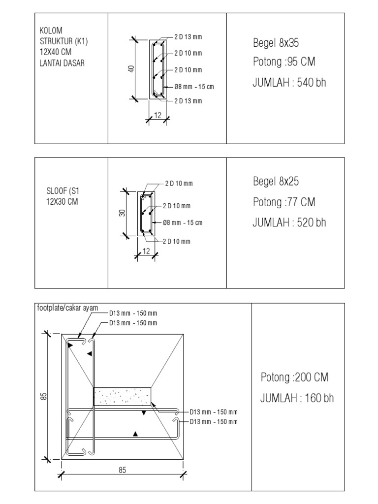 begel kolom dan sloof dan foot | PDF