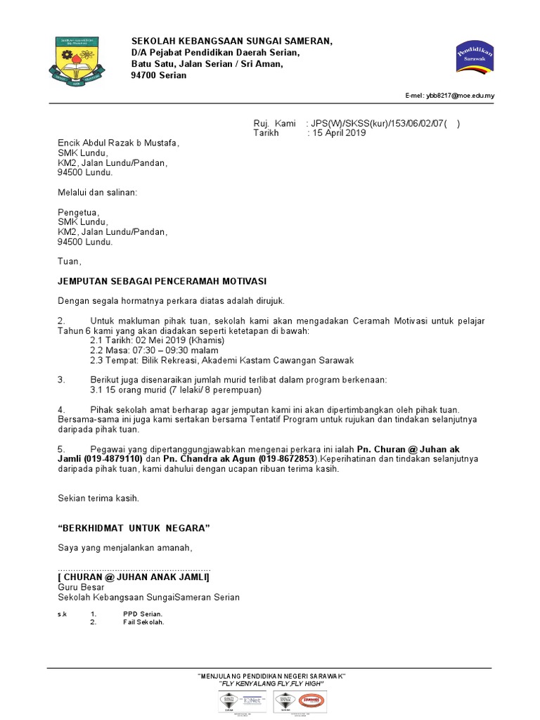 Surat Jemputan Penceramah Motivasi | PDF