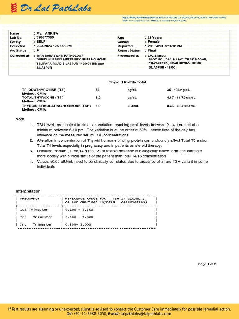 Report | PDF | Thyroid Stimulating Hormone | Endocrinology