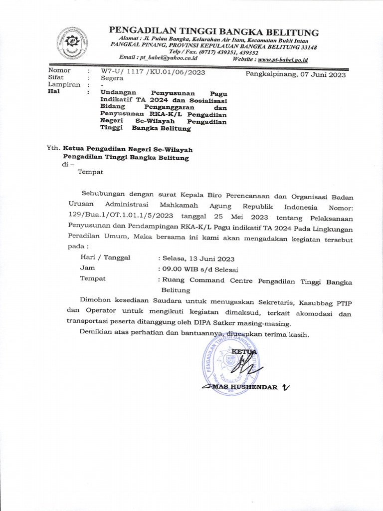 1117 - Undangan Penyusunan Pagu Indikatif TA 2024 Dan Sosialisasi ... 1117 - Undangan Penyusunan Pagu Indikatif TA 2024 Dan Sosialisasi ...
