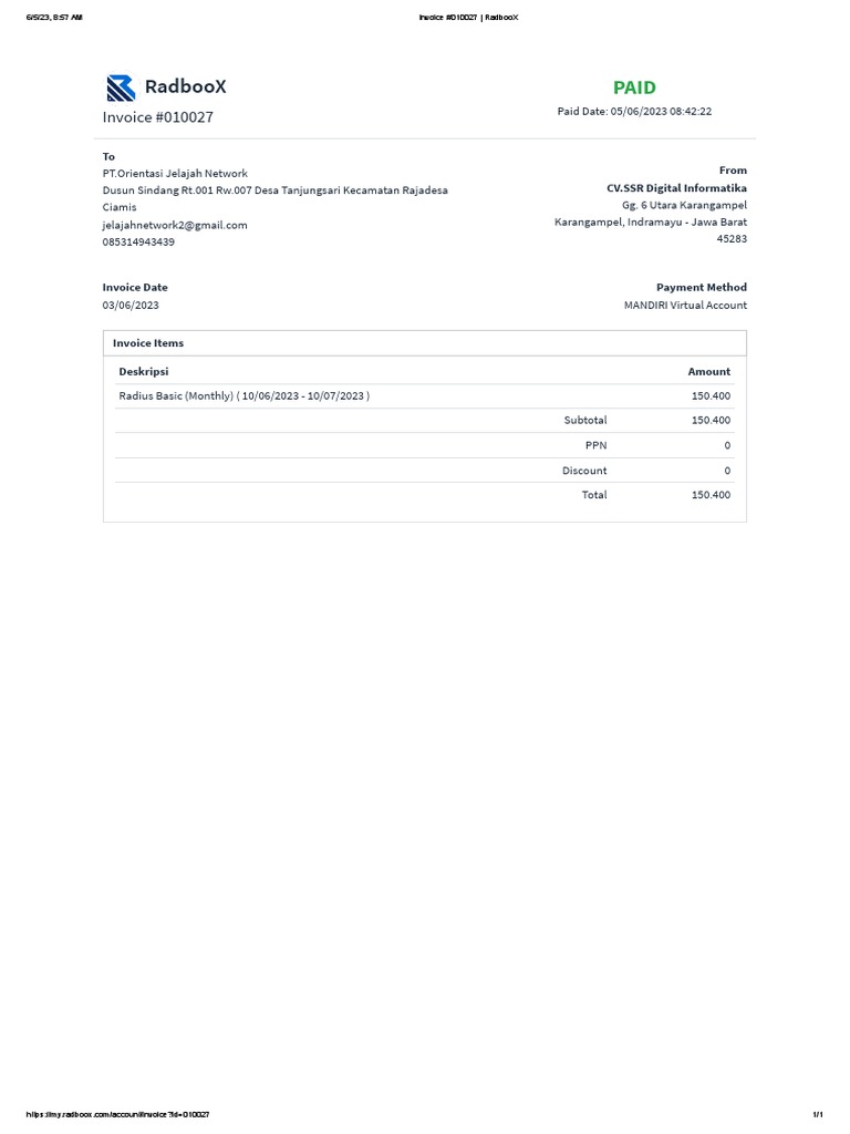 Invoice 010027 Radboox Pdf