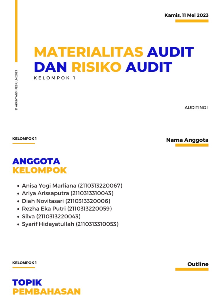 Kelompok 1 - Materialitas Audit Dan Risiko Audit | PDF | Pengelolaan Keuangan & Uang
