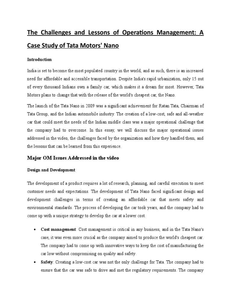 The Challenges and Lessons of Operations Management | PDF | Supply ...