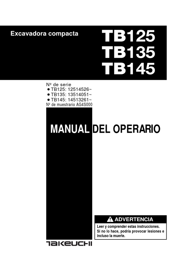 Takeuchi TB125,TB135,TB145 User Manual | PDF | Amianto | Camión