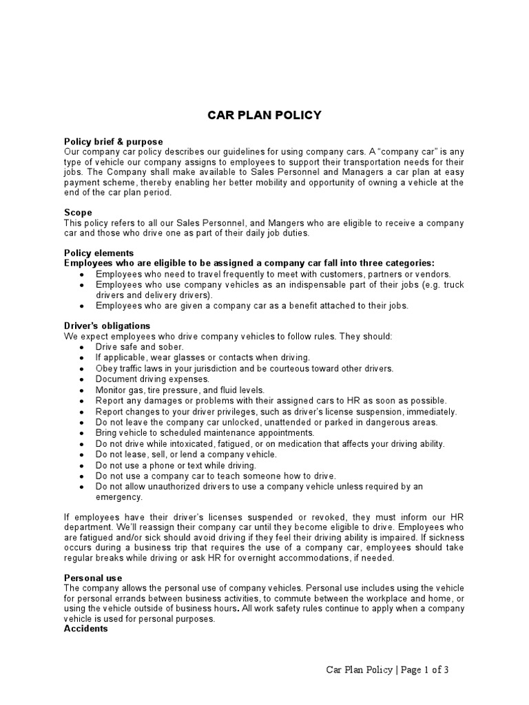 00-Car Plan Agreement | PDF