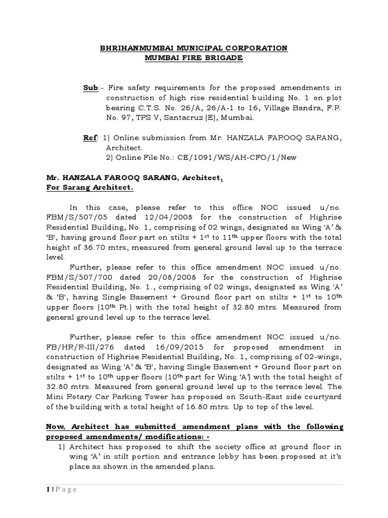 Issued Provisional Fire NOC Certificate 1091 | PDF | Building ...
