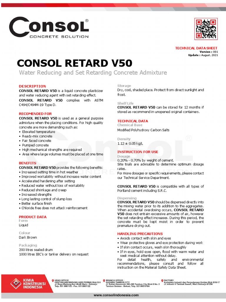 CONSOL RETARD V50 Concrete Admixture | PDF