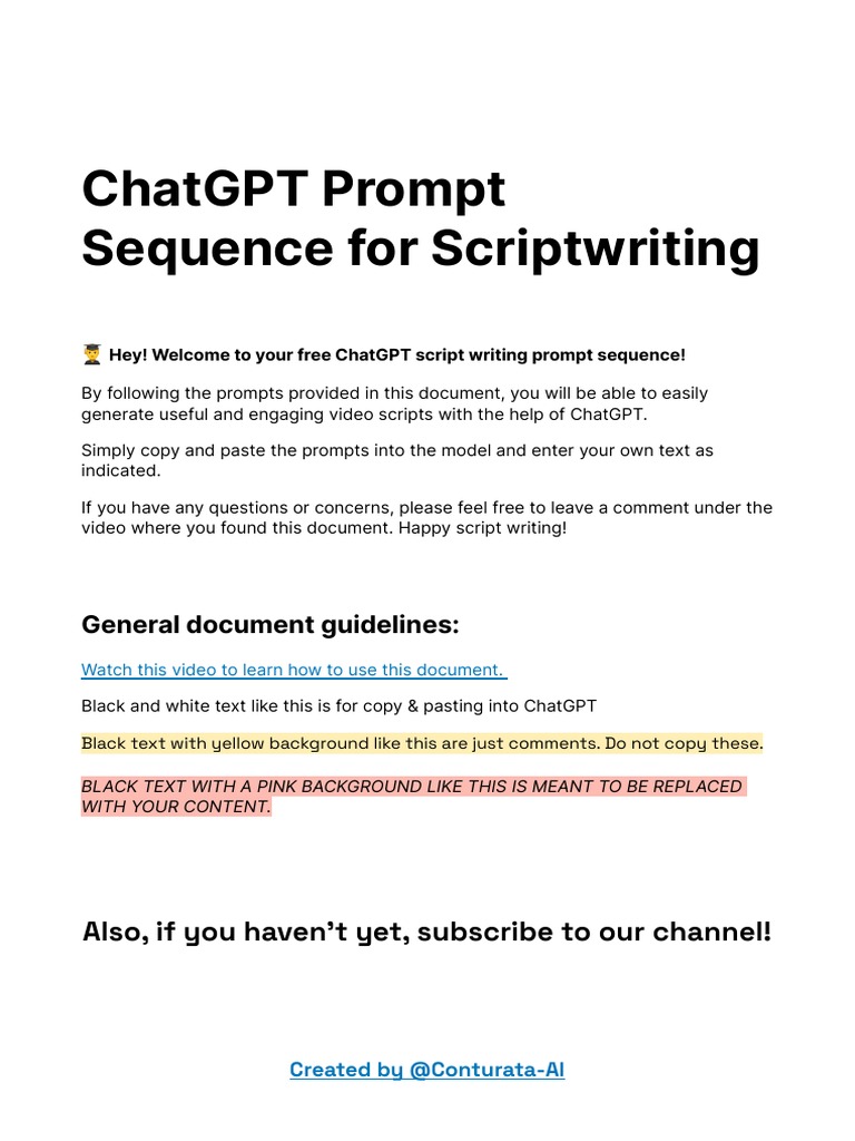 ChatGPT Prompt Sequence For Scriptwriting | PDF | Storytelling ...