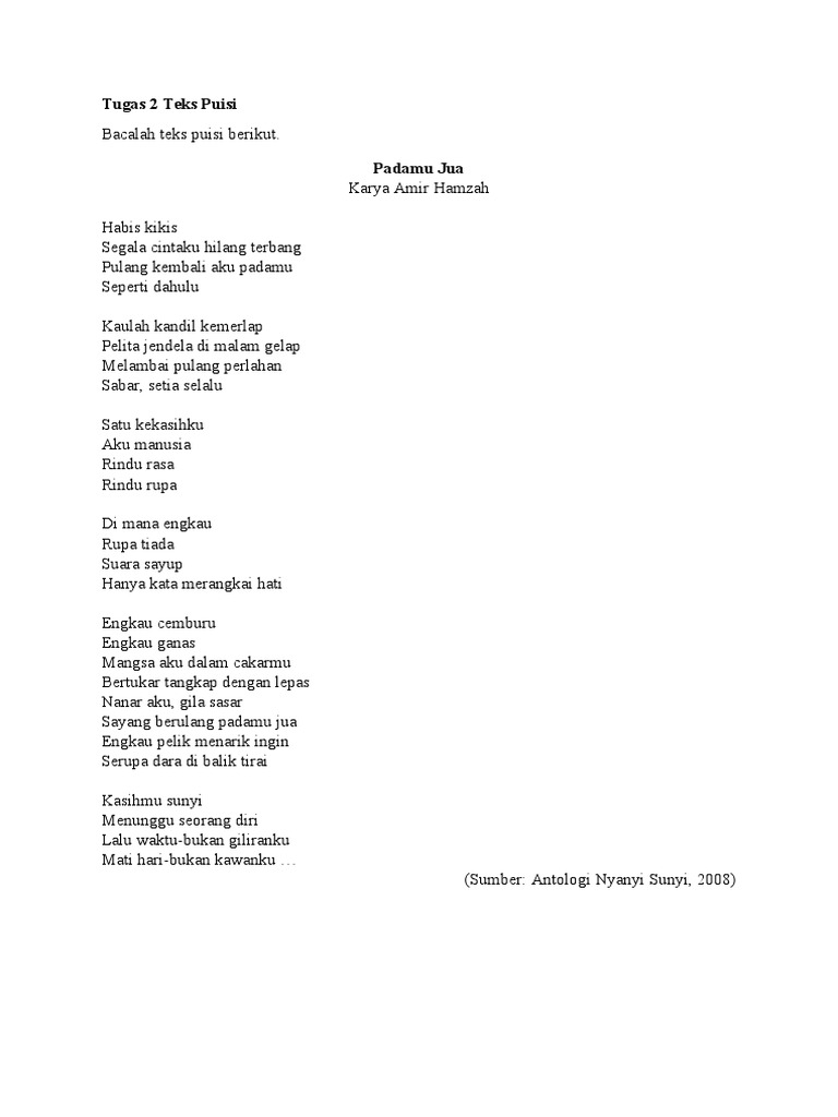 Tugas 2 Teks Puisi-1 | PDF | Puisi
