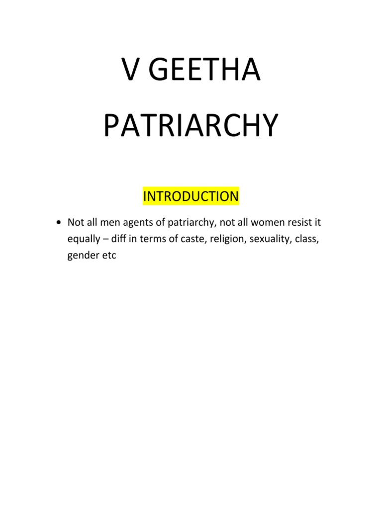 V Geetha | PDF | Patriarchy | Masculinity