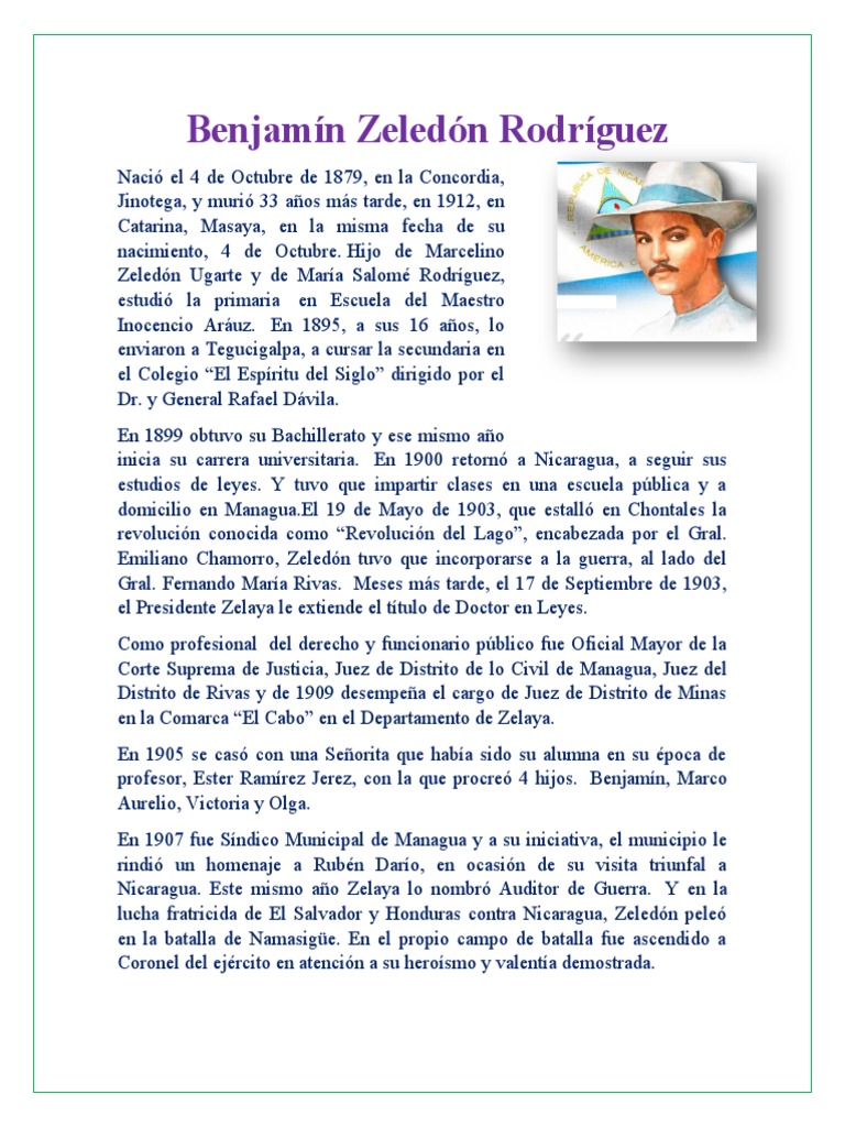 Benjamin Zeledon | PDF | Nicaragua | Conflictos del segundo milenio