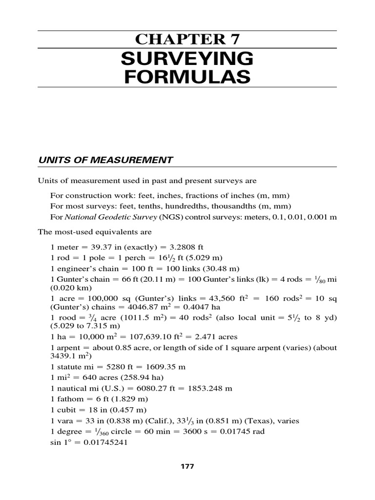 Surveying Formulas | PDF | Errors And Residuals | Standard Deviation
