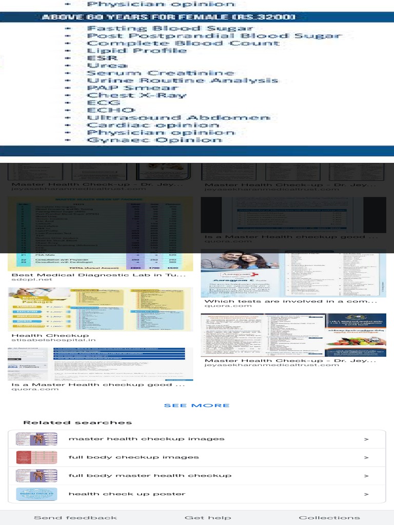 Master Health Checkup List - Google Search | PDF
