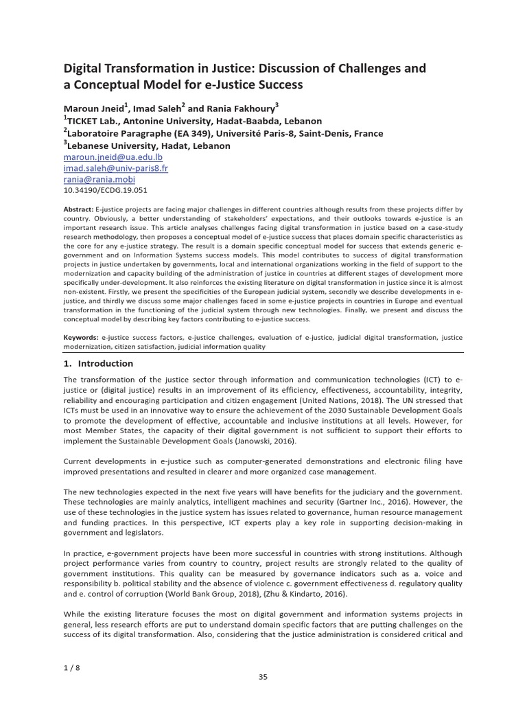 Digital Transformation in Justice | PDF | E Government | Governance