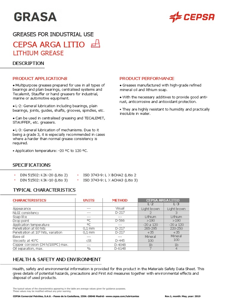 Cepsa Arga Litio | PDF | Mechanical Engineering | Materials