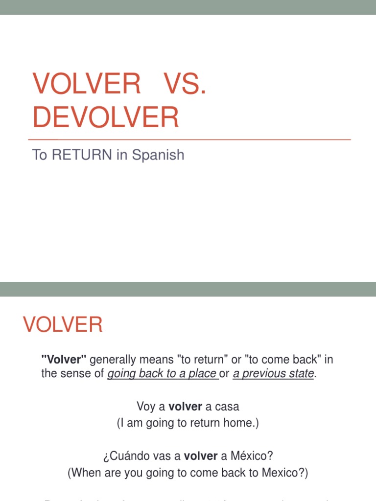 Volver Vs Devolver Return | PDF