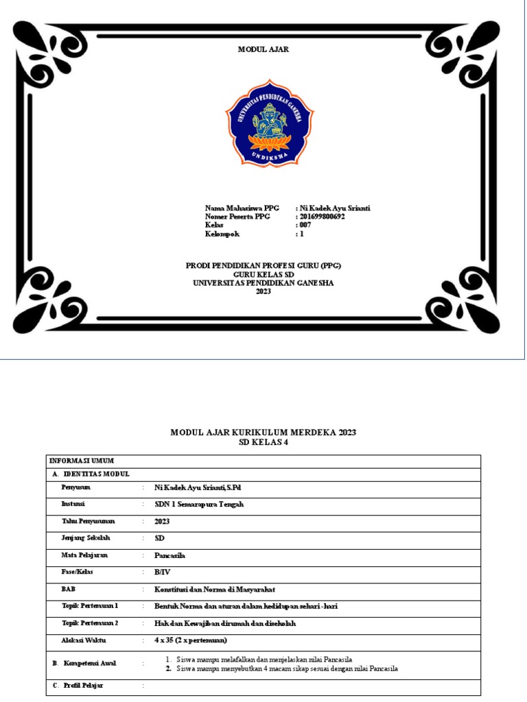 Modul Ajar Rencana Aksi 1 | PDF Modul Ajar Rencana Aksi 1 | PDF