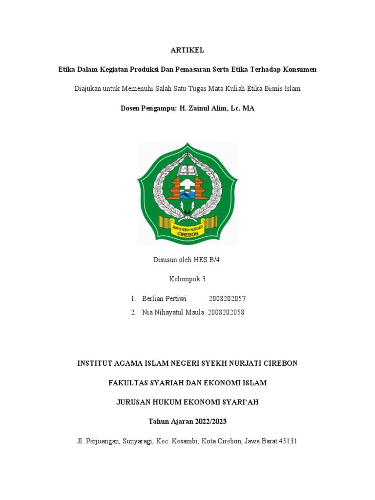 Artikel Kel.3 Etika Bisnis Islam | PDF Artikel Kel.3 Etika Bisnis Islam | PDF