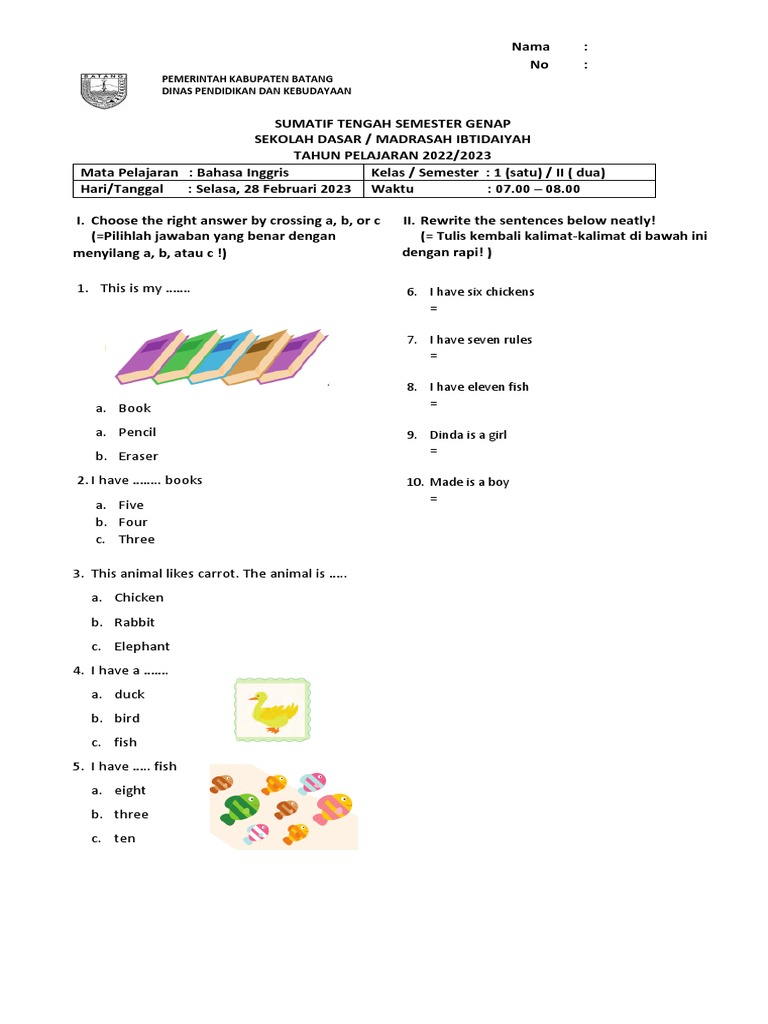 STS Inggris KLS 1 SM 2 Fix | PDF