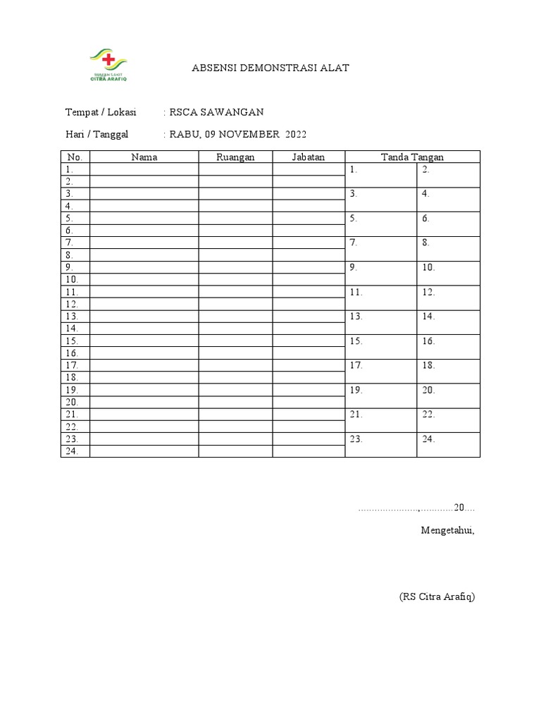 Absensi Pelatihan | PDF