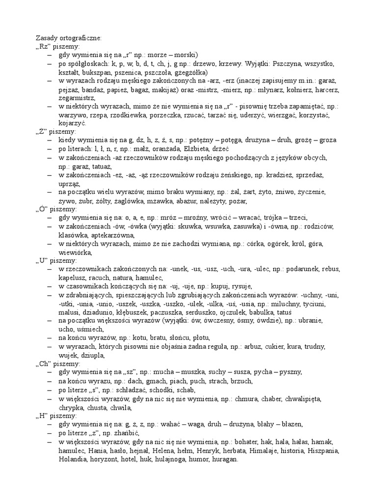 Zasady Ortograficzne 5 | PDF