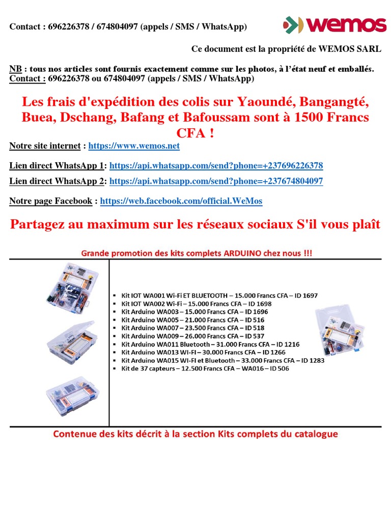 Catalogue - WeMos | PDF | Arduino | Ingénierie informatique