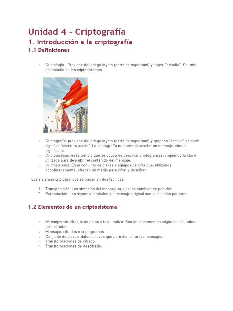 Unidad 4 - Criptografía | PDF | Clave (criptografía) | Criptografía