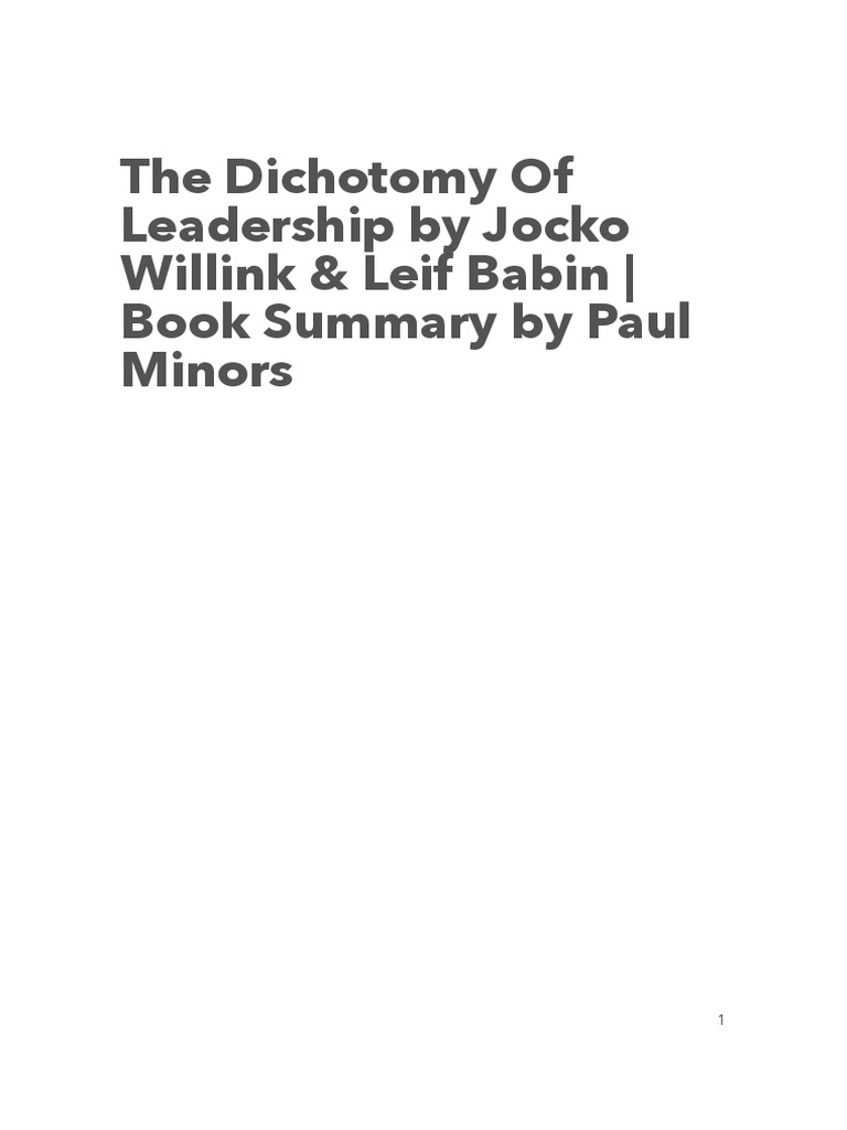 The Dichotomy of Leadership | PDF