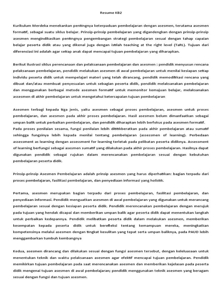 Resume asesmen k13 | PDF