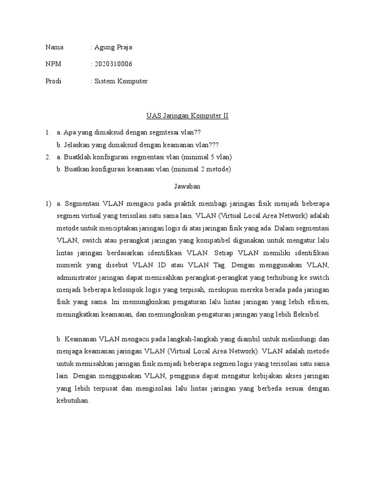 UAS JARKOM 2 (Agung Praja 2020310006) | PDF