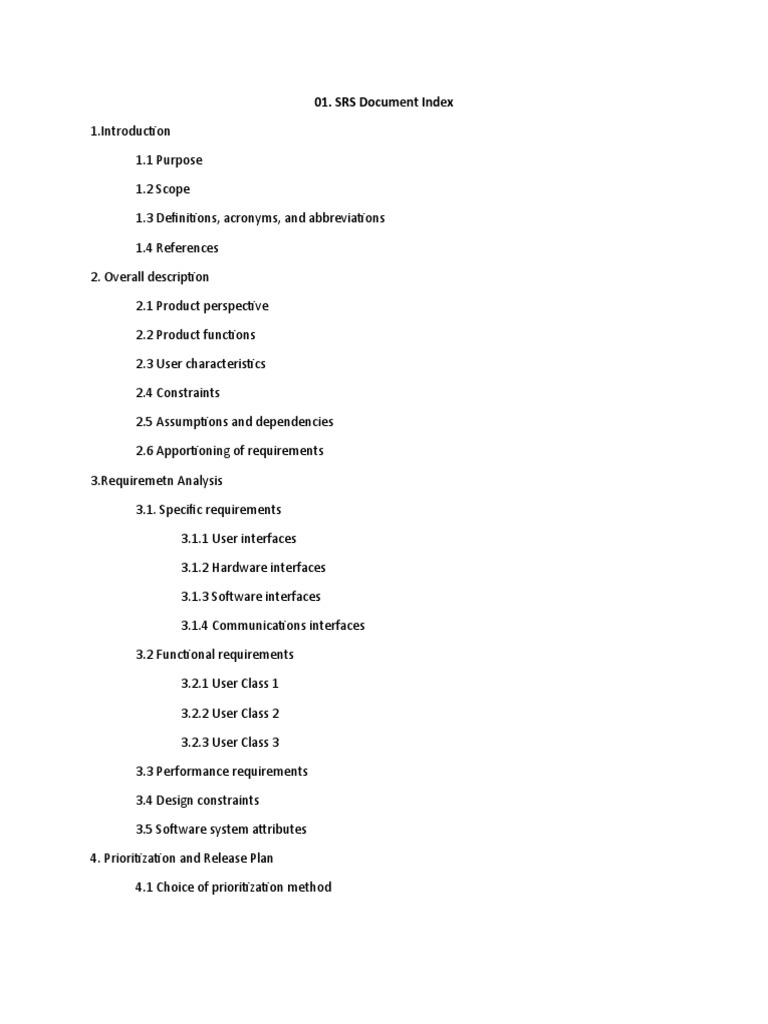SRS-01 Index | PDF