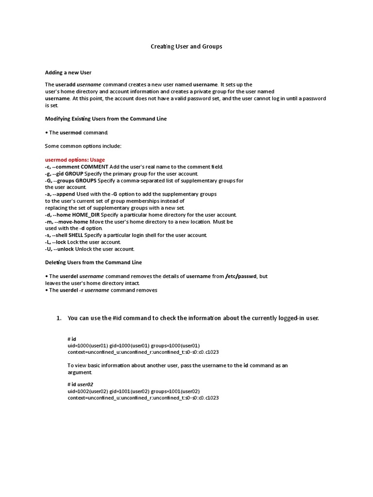 Creating User And Groups Pdf User Computing Password