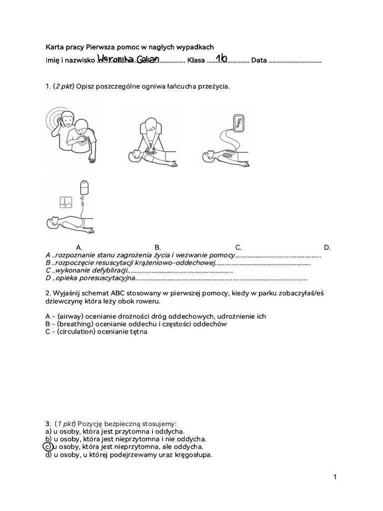 Karta Pracy Pierwsza Pomoc | PDF