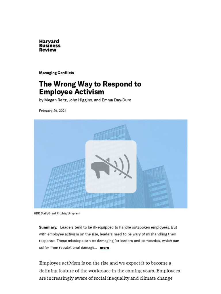 The Wrong Way To Respond To Employee Activism | PDF