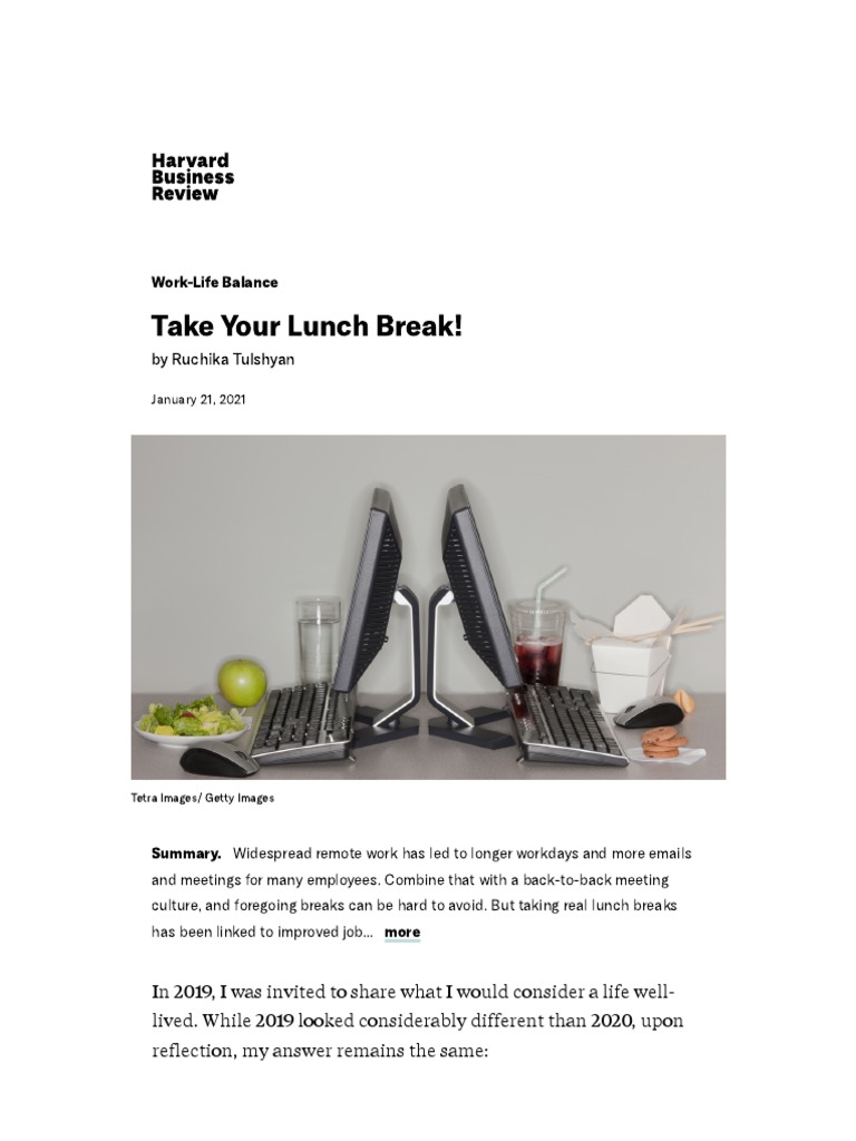Take Your Lunch Break! | PDF | Career & Growth