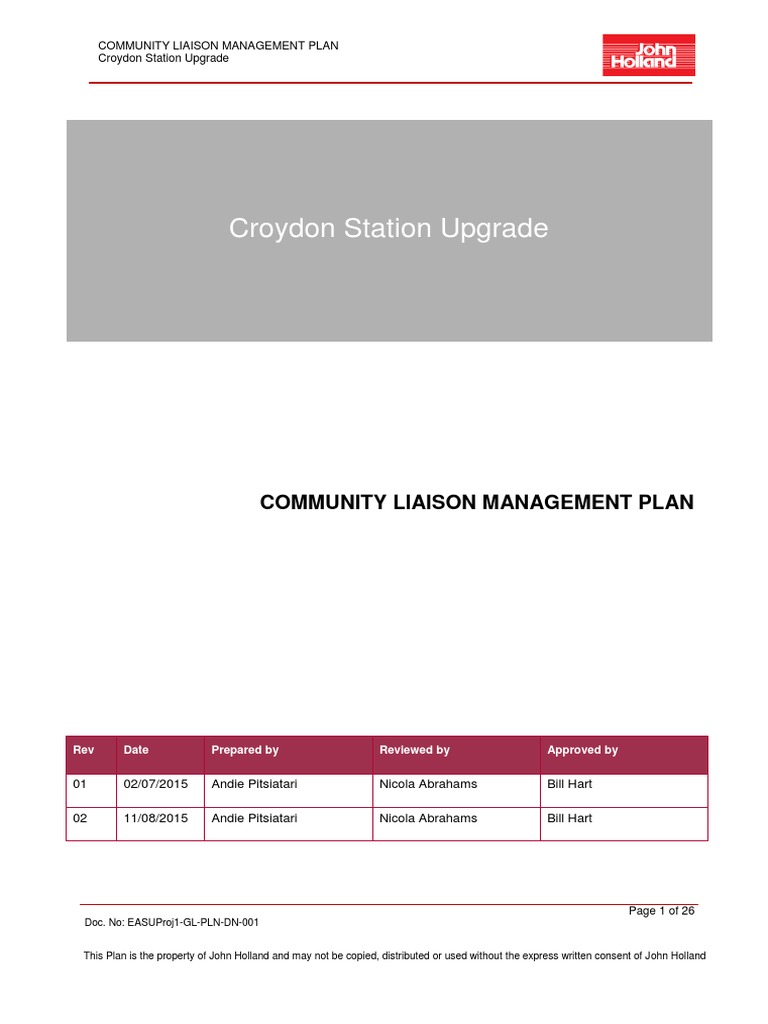Community Liaison Management Plan | PDF | Road | Traffic
