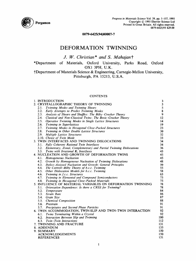 Deformation Twinning | PDF | Plasticity (Physics) | Dislocation