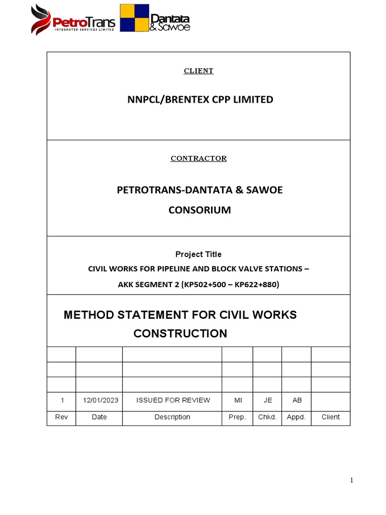 3.2 Method - Statement - For - Construction - of - Civil - Works | PDF ...