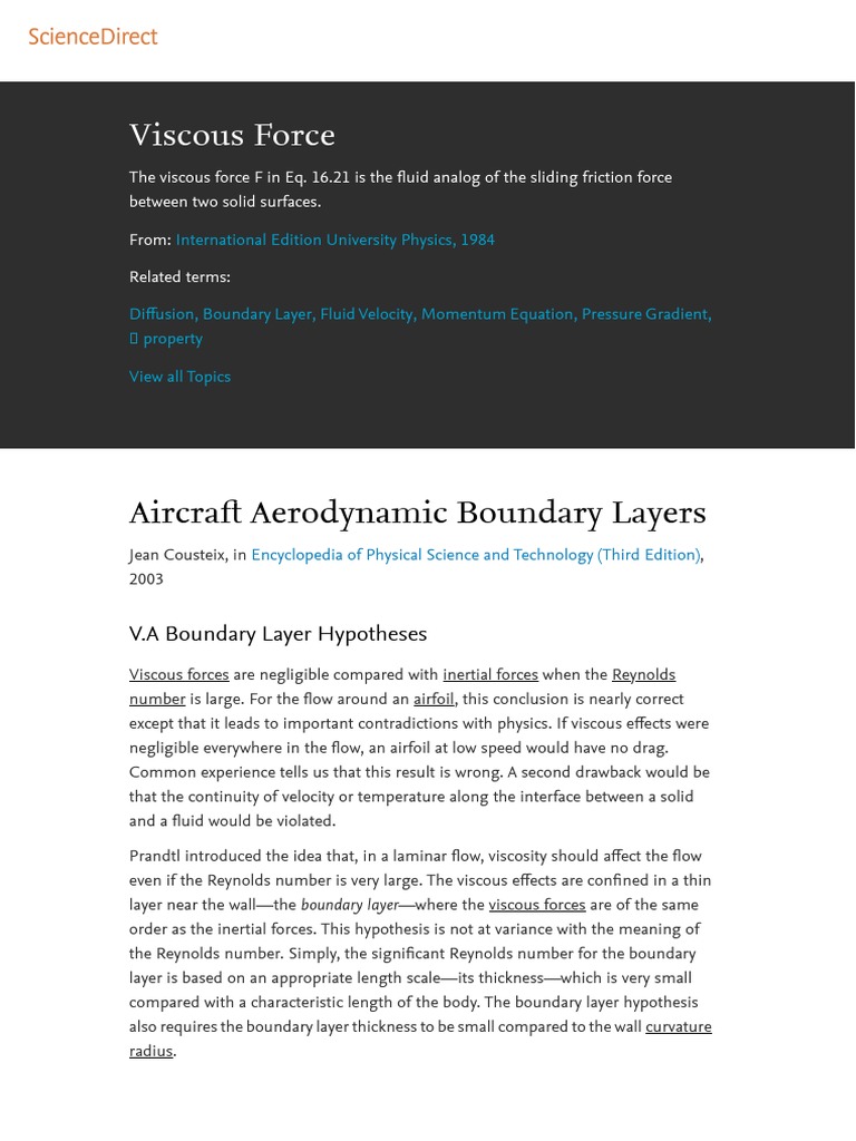 Viscous Force Pdf Viscosity Boundary Layer
