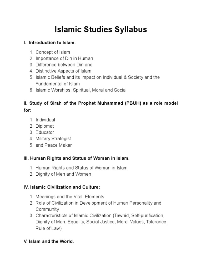 Islamic Studies Syllabus | PDF | Muhammad | Quran