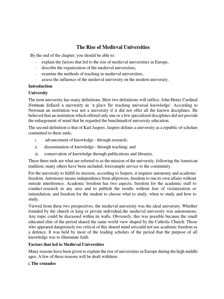 The Rise of Medieval Universities | PDF | University | Crusades
