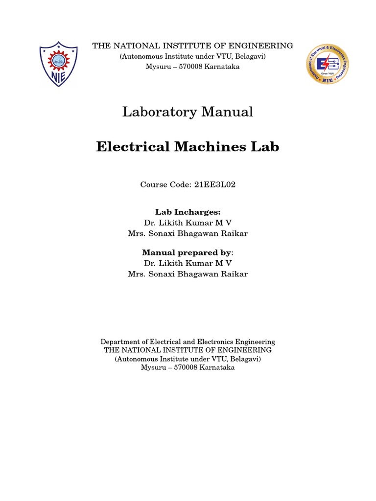 Electrical Machines Lab Manual | PDF | Technology & Engineering