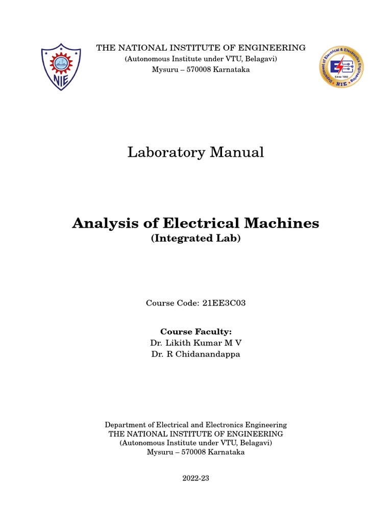 Electrical Machines Lab 4rd Sem-1 | PDF | Electric Motor | Transformer